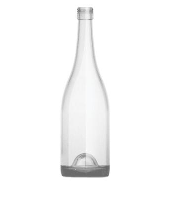 China Chardonnay 750ml Custom Glass Bottle with Burgundy Shape and Cork Screen Painting for sale