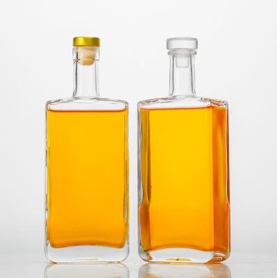 China Glass Collar 500ml 700ml 750ml 1000ml Empty Liquor Bottle Vodka Gin Bottle With Cork for sale