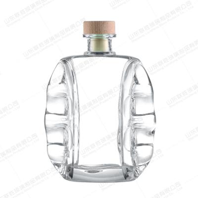 China 500ml 750ml 1000ml Luxury Square Glass Packaging Whiskey Liquor Bottle for Gin Wine for sale