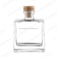 China Hot Stamping 500ml Clear Square Shape Wine Glass Bottle for Vodka Brandy Whisky Rum Tequila for sale