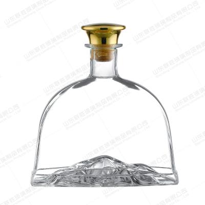 China 750ml Flat Liquor Wine Flask Clear Glass Bottles with Cork Lid OEM/ODM Acceptable for sale