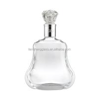 China Unique Shape 500ml Glass Whisky Bottle with Clear Design and Crystal Glass Material for sale