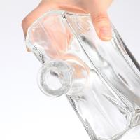 China 500ml Glass Collar Square Vodka Whisky Bottle Wine Glass Bottle for sale