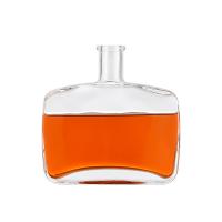 China 500ml Glass Collar Square Vodka Whisky Bottle Wine Glass Bottle for sale
