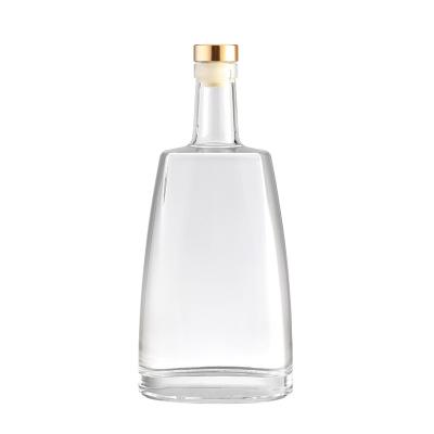 China 350ml 500ml 750ml Empty Round Bottom Vodka Liquor Whiskey Glass Bottle With Lid for sale