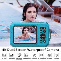 China Vintage 4K 56MP 16X Zoom Dual Screen Waterproof Digital Camera With Anti Shake  LED Light and Auto Focus for Swimming and Diving for sale