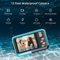 China 2.7K  Waterproof Camera 2.7+1.8 Inch Screen 16X Digital Zoom 13FT Underwater Anti-Shake Snorkeling Swimming and Diving Camera for sale