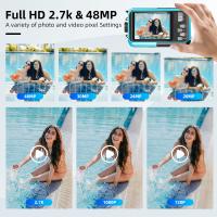 China 2.7K  Waterproof Camera 2.7+1.8 Inch Screen 16X Digital Zoom 13FT Underwater Anti-Shake Snorkeling Swimming and Diving Camera for sale