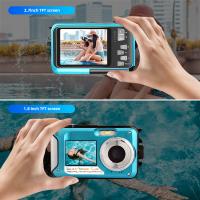 China 2.7K  Waterproof Camera 2.7+1.8 Inch Screen 16X Digital Zoom 13FT Underwater Anti-Shake Snorkeling Swimming and Diving Camera for sale