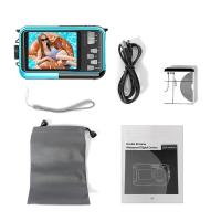 China 2.7K  Waterproof Camera 2.7+1.8 Inch Screen 16X Digital Zoom 13FT Underwater Anti-Shake Snorkeling Swimming and Diving Camera for sale