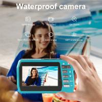 China 4K Waterproof Digital Camera 56MP Dual Screen 18X Zoom 10FT Underwater Camera for Diving Snorkeling Sports Camera for sale