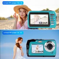 China 4K Waterproof Digital Camera 56MP Dual Screen 18X Zoom 10FT Underwater Camera for Diving Snorkeling Sports Camera for sale
