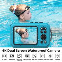 China Vintage 4K 56MP Waterproof Digital Camera Dual Screen Anti Shake 16X Zoom LED Light for Swimming and Diving for sale