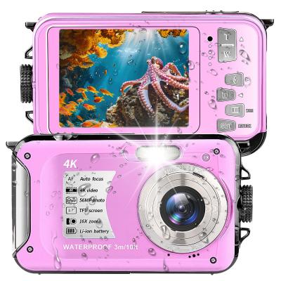 China 4K Underwater Camera 56MP UHD Video 16X Digital Zoom Anti Shake Auto Focus 2.7 Inch HD Screen for Snorkeling Diving and Swimming for sale