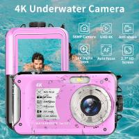 China 4K Underwater Camera 56MP UHD Video 16X Digital Zoom Anti Shake Auto Focus 2.7 Inch HD Screen for Snorkeling Diving and Swimming for sale
