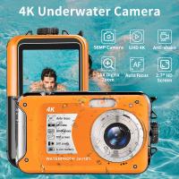 China 4K 56MP Waterproof Camera 2.7 Inch Screen 16X Digital Zoom 10FT Underwater Anti-Shake Snorkeling  Swimming and Diving Camera for sale