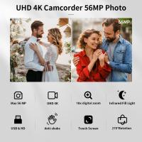 China Hot Sale 4K Video Digital Camera Camcorder HD WiFi IR Night Vision Vlogging Camera for YouTube Touch Screen Camera Recorder for sale