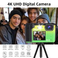 China Newest 4K HD Digital Camera 2.8+2.0'' Dual IPS Screen Auto Focus 16X Digital Zoom Webcam Wifi Vlog Camera  for Photography for sale