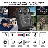 China Newest 4K QHD Security Body Worn Camera Built-in 64GB Memory 2.0 LCD Screen Infrared Night Vision Camera for Security Patrol for sale
