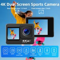 China Newest HD 4K 20MP Dual Screen Sport Action Camera Motorcycle Bike Helmet Riding Camera 30M Waterproof Sport Camera with WIFI for sale