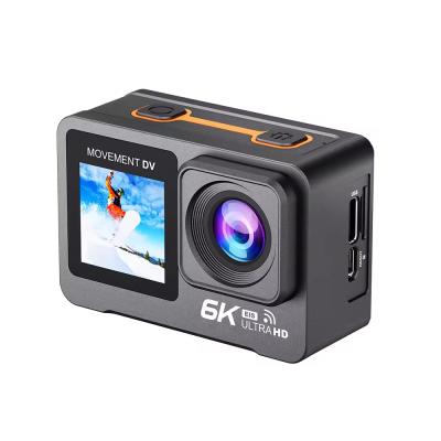 China 6K Sport Action Camera 30M Waterproof 2.0+1.3'' Dual LCD Screen 4X Zoom with Wifi Connection EIS Anti-shake Outdoor Camera for sale