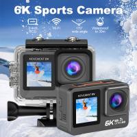 China 6K Sport Action Camera 30M Waterproof 2.0+1.3'' Dual LCD Screen 4X Zoom with Wifi Connection EIS Anti-shake Outdoor Camera for sale