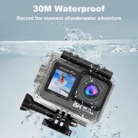 China 6K Sport Action Camera 30M Waterproof 2.0+1.3'' Dual LCD Screen 4X Zoom with Wifi Connection EIS Anti-shake Outdoor Camera for sale