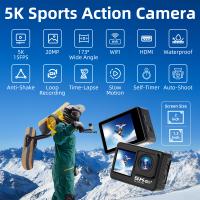 China Newest HD 5K Dual Screen Action Sports Camera 30M Waterproof&Anti  Camera with Wifi Sport Camera for Surfing&Diving&Skiing for sale