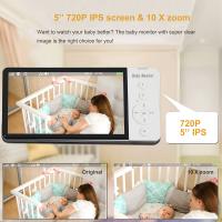 China Smart Baby Pet Monitor PTZ Camera 5.0 Inch Screen Big Battery Sleep IR Night Vision Two-Way Audio Music Talk-Back for sale
