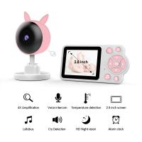 China Smart Baby Pet Monitor With Camera and Audio  2.8 Inch Screen 4X Zoom Sleep Surveillance IR Night Vision Two-Way Audio(Pink) for sale