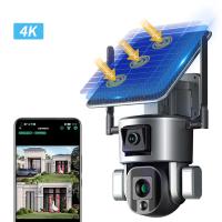 China 4K Dual Screen HD Solar Power Camera Wifi 10X Optical Zoom IP Camera PTZ CCTV Outdoor Camera with Night Vision for sale