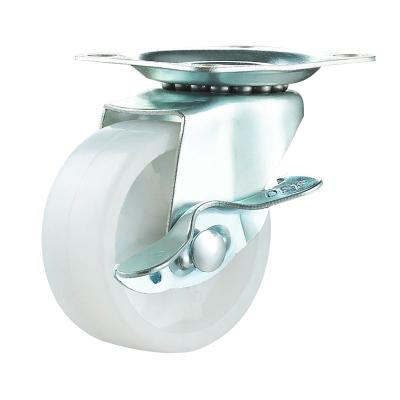 China White Swivel Small PP caster with side brake,  2