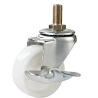 China White Screw Small PP caster with side brake for light duty shelf,  2