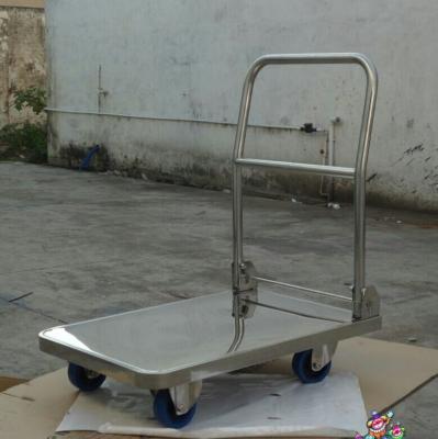 China 480x720  stainless steel  304# trolley Durable Handling Plate Dolly with four casters  High quality factory supply for sale