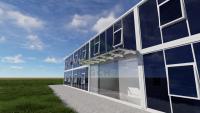 China 3x6m Detachable Container House Prefabricated Flat Pack Office 18m² with Glass Curtain Walls for sale