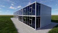 China 3x6m Detachable Container House Prefabricated Flat Pack Office 18m² with Glass Curtain Walls for sale