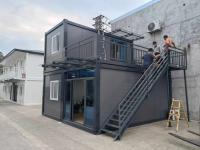China Two-Floor Portable Shop Kiosk 3x6m Detachable with Upper Balcony Galvanized Steel Frame for sale