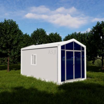 China Detachable Container House 20FT with Curtains and External Glass Curtain Walls 5950x3000x2800mm for sale