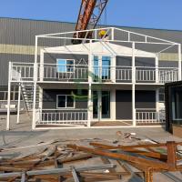 China Two Story A Shape Container House 5950x3000x2800mm with Terrace and Grey Wall Panel for sale