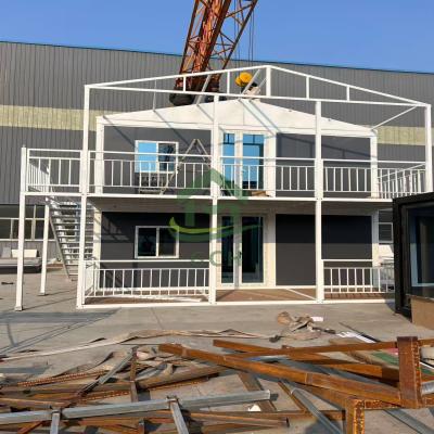 China Two Story A Shape Container House 5950x3000x2800mm with Terrace and Grey Wall Panel for sale