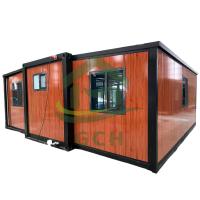 China Expandable Container House 20ft 40ft with Kitchen Wood Floor Brick Color Wall Panel for sale