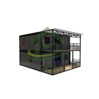 China Black Wall Panel Two Story Expandable Container House With Terrace And Canopy for sale