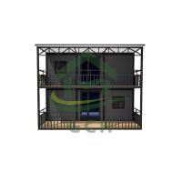 China Black Wall Panel Two Story Expandable Container House With Terrace And Canopy for sale
