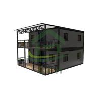 China Black Wall Panel Two Story Expandable Container House With Terrace And Canopy for sale