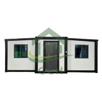 China Expandable Container House With White Panel And Black Frame And Wooden Color Floor Tiny House for sale
