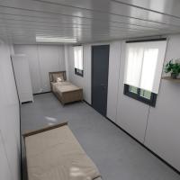 China Civil Defense Emergency Shelter Block 18m² Fire Rated Rock Wool Insulated Modular Suite for Chile for sale