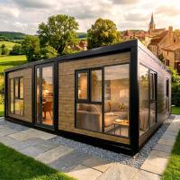 China Waterproof Flat Roof Container House Expandable Prefab Modular Container Homes for sale