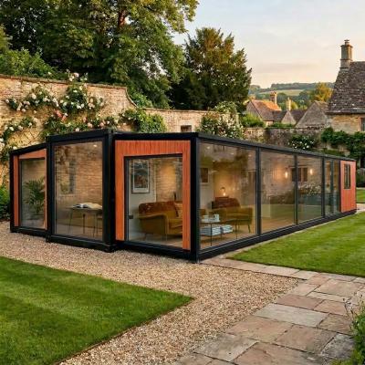 China Expandable Container House 20ft 40ft with Kitchen Wood Floor Brick Color Wall Panel for sale