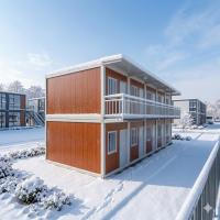 China Modular Duplex Ski Resort Housing 18m2 Wood-Look Panel Fire-Retardant MGO Floors Security Barred Windows for sale