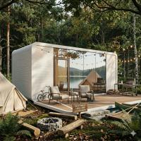 China Luxury Glamping Apple Cabin Prefabricated 5.8m Holiday Villa for Scenic Resorts for sale